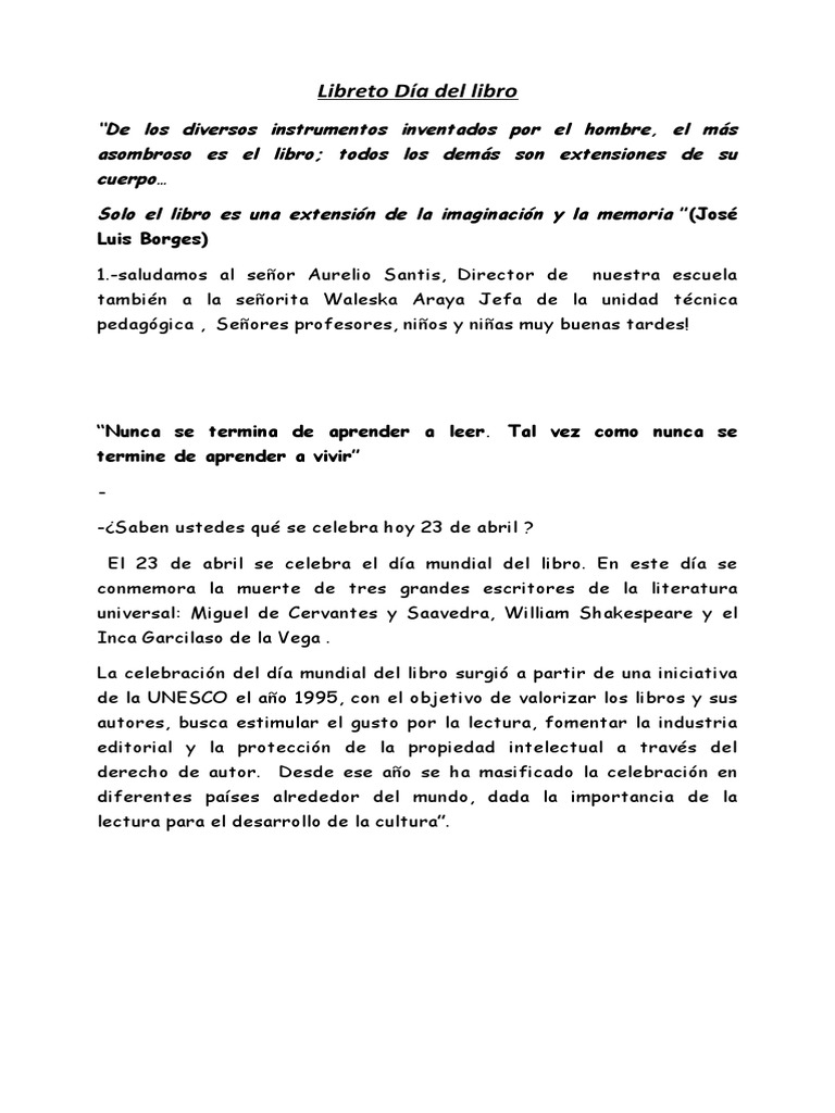 Libreto Dia Del Libro | PDF