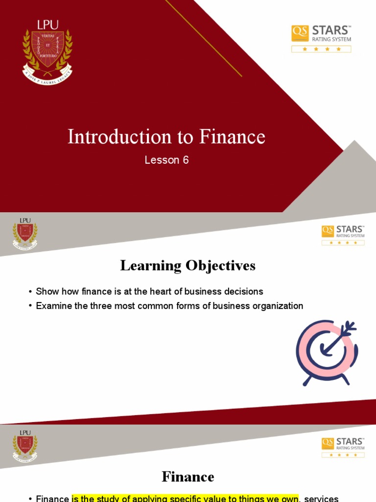 Lesson 6 - Introduction To Finance | PDF