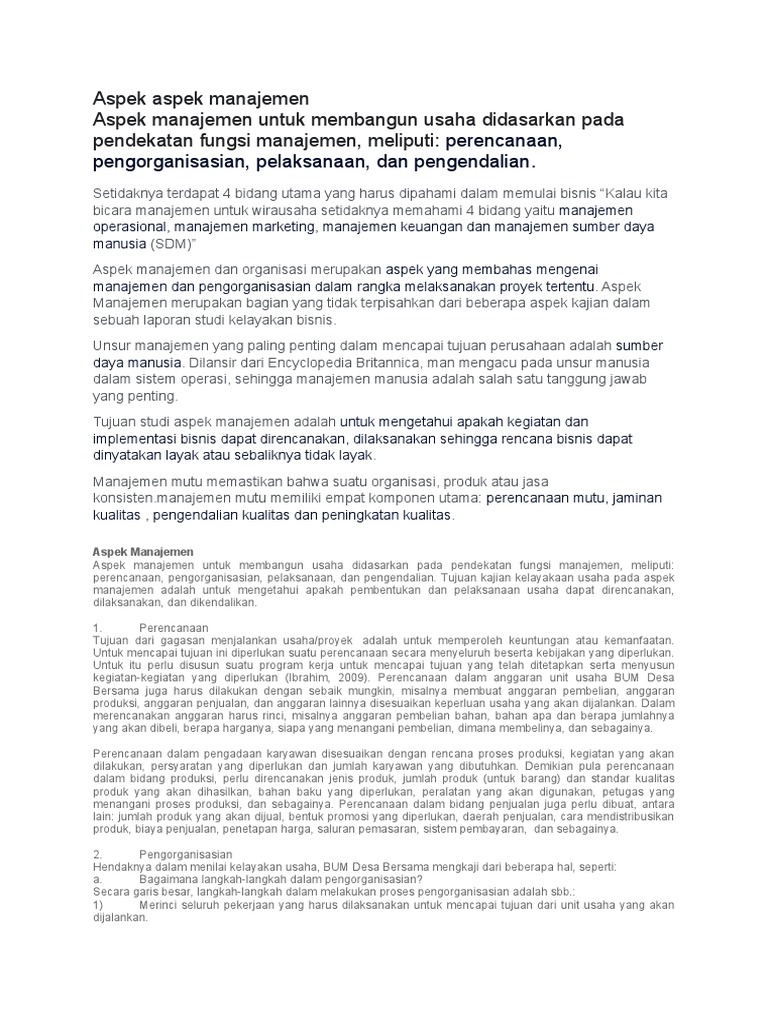 Aspek Aspek Manajemen Pdf