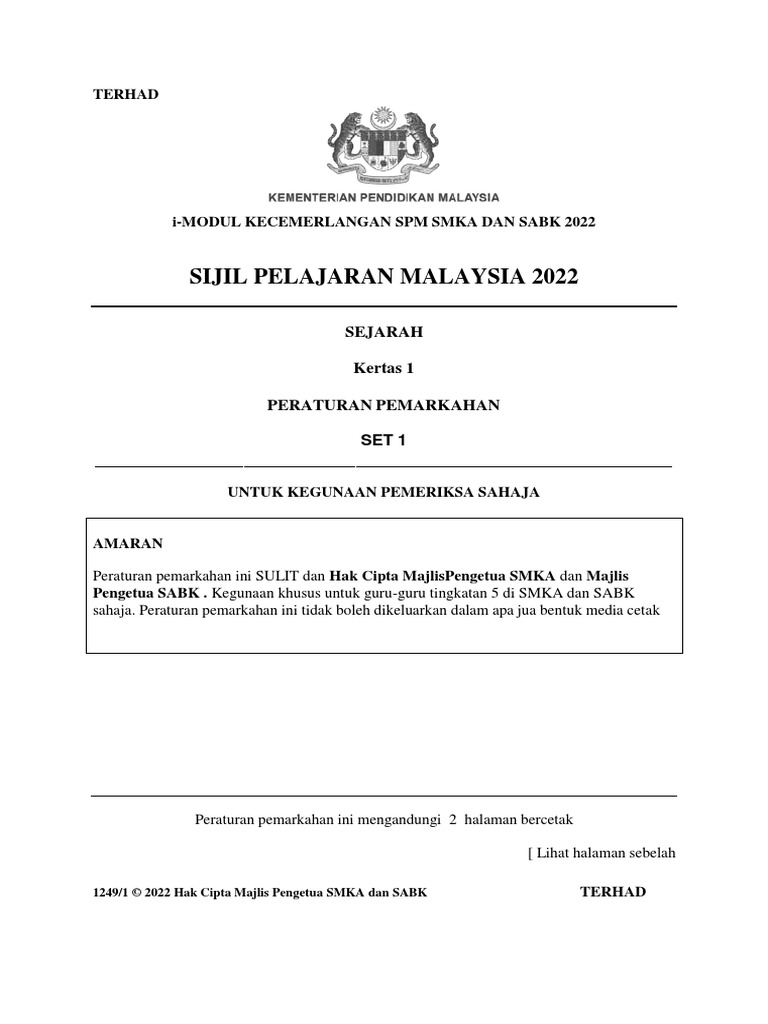 Imodul 2022 SEJARAH 1 SET 1 PP | PDF