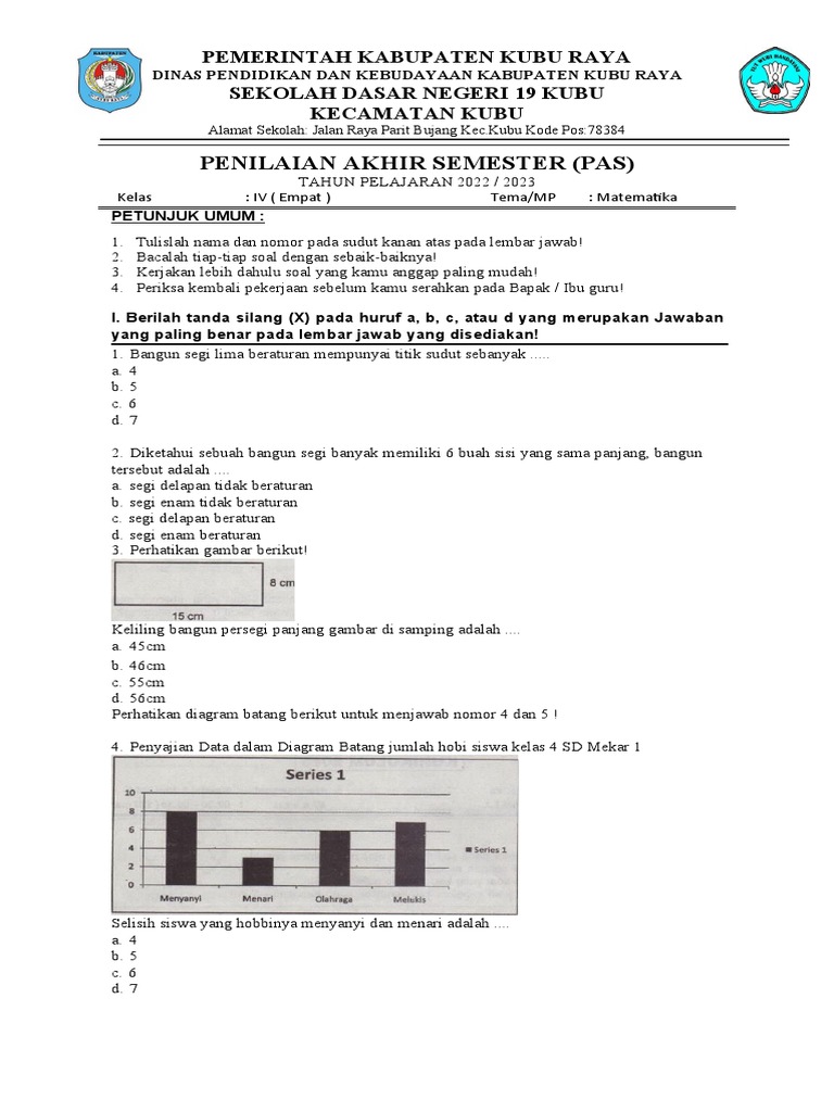 Soal Pas MTK Kelas 4 Semester 2 | PDF