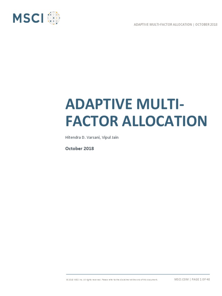 Research Insight Adaptive Multi-Factor Allocation | PDF | Stock Market Index | Asset Allocation