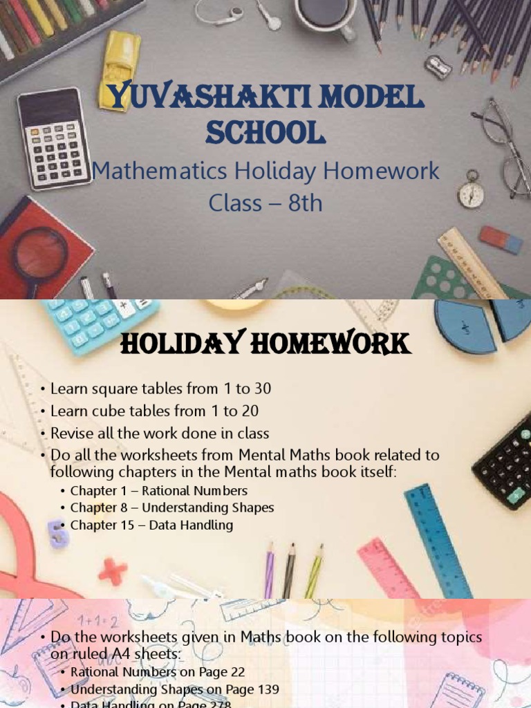 Class 8 Holiday HW | PDF