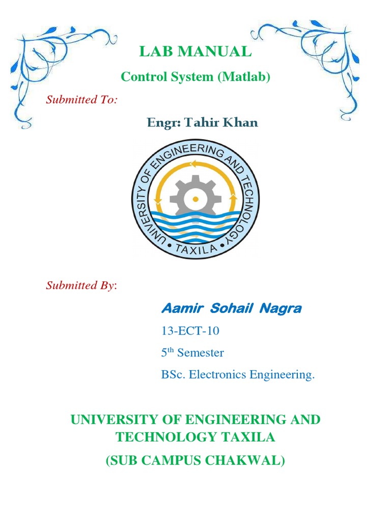 LAB MANUAL Control System Matlab Aamir S | PDF