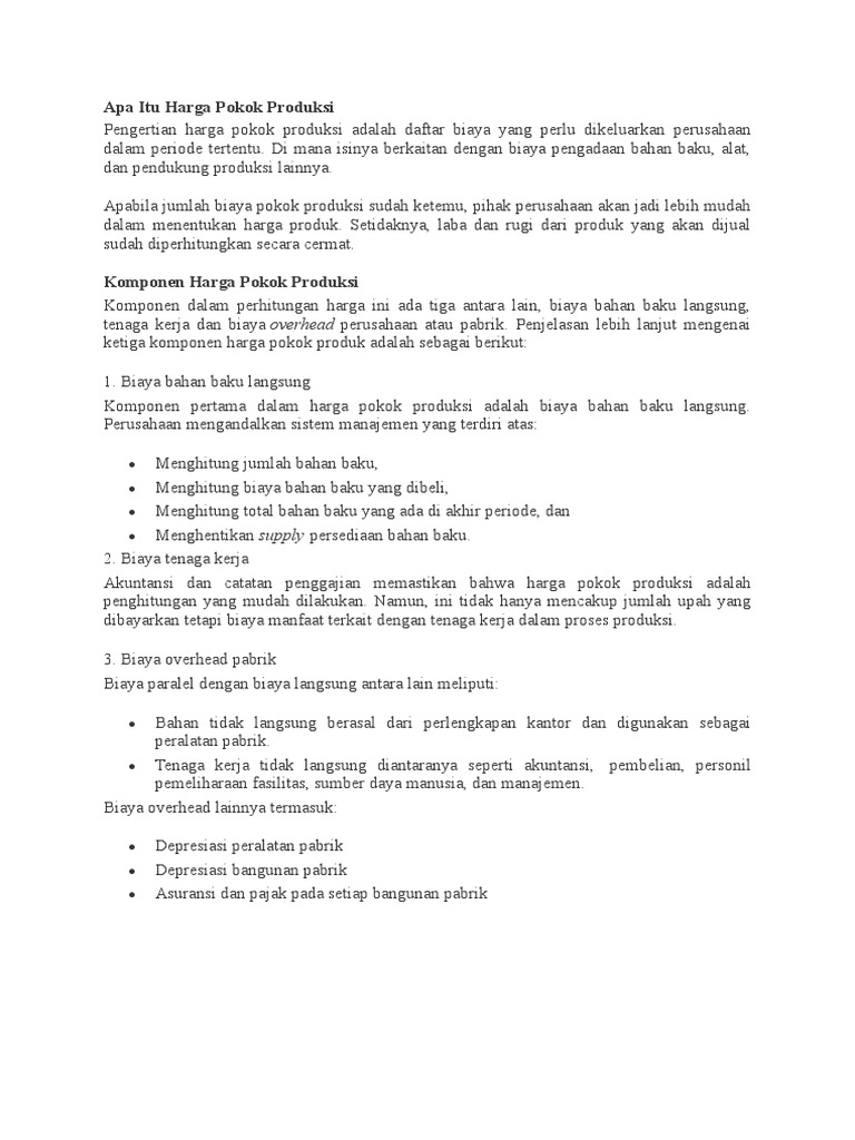 Apa Itu Harga Pokok Produksi | PDF