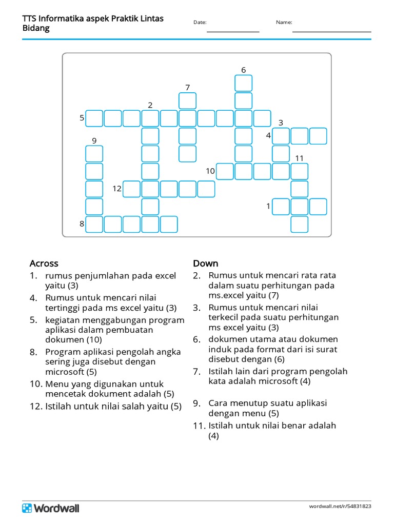 Tts Informatika Aspek Praktik Lintas Bidang Crossword | PDF | Komputer