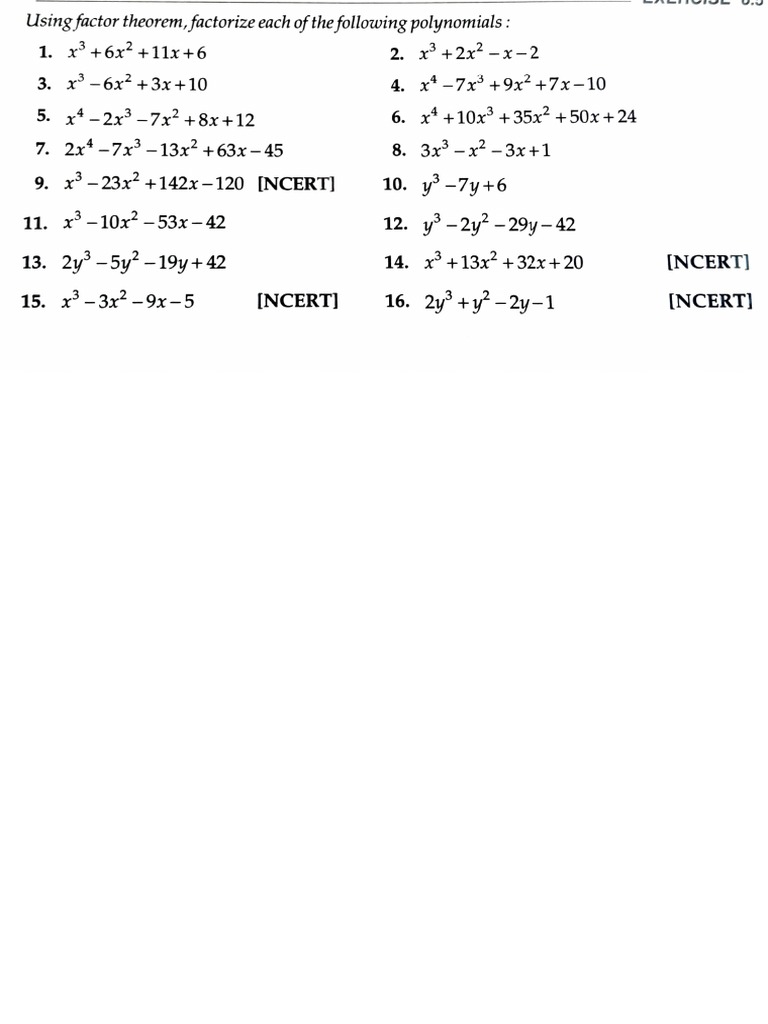 Factorization of Polynomials Using Theorem | PDF | Factorization ...