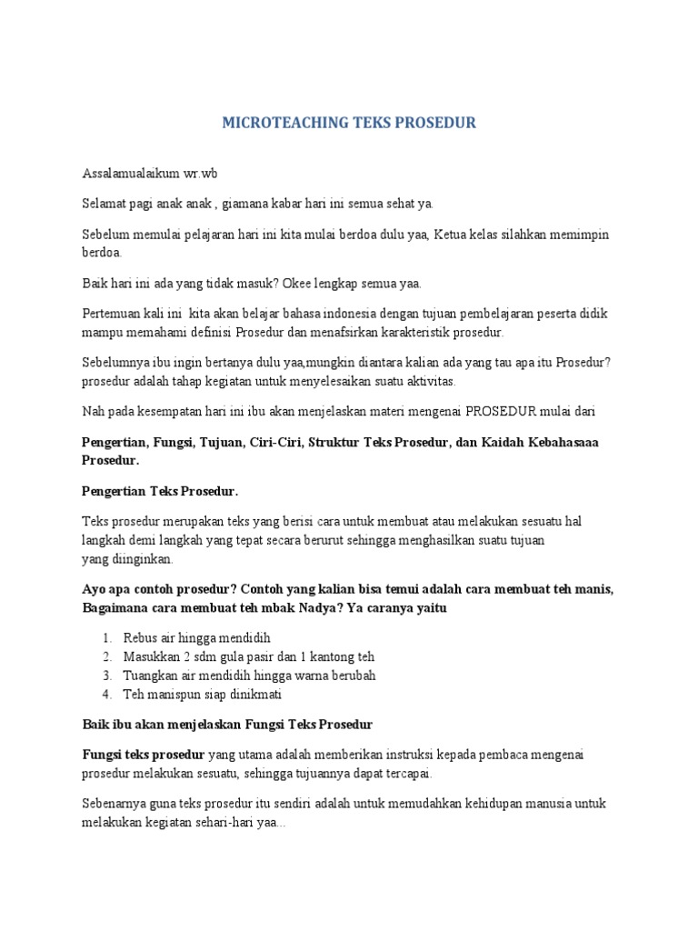 Materi Microteaching Teks Prosedur | PDF