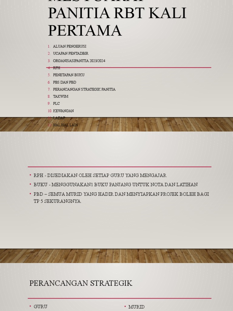 Mesyuarat Panitia RBT Kali Pertama | PDF