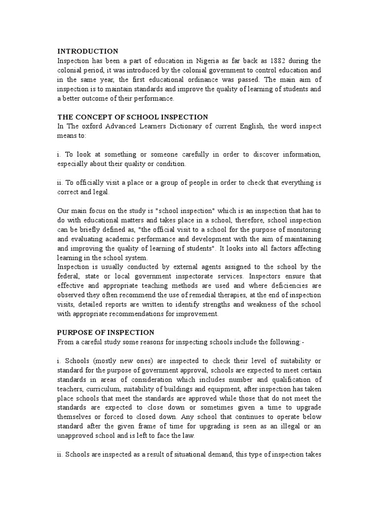 School Inspection | PDF | Teachers | Learning