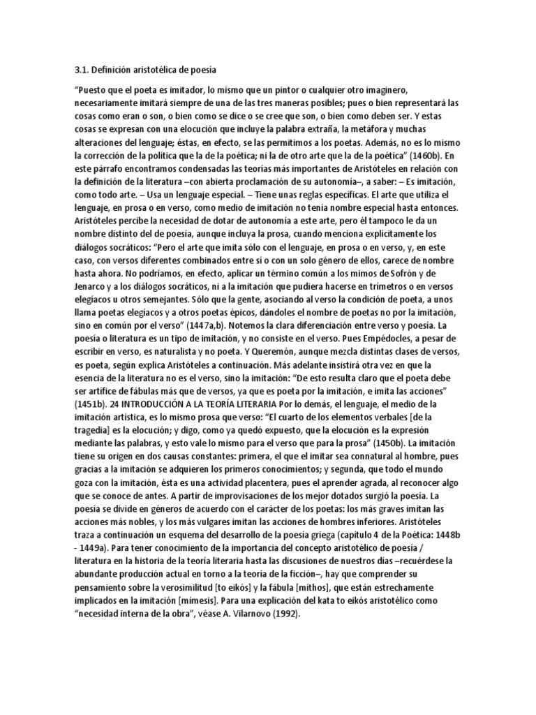 Definición de poesía según Aristóteles | PDF | Poesía | Aristóteles