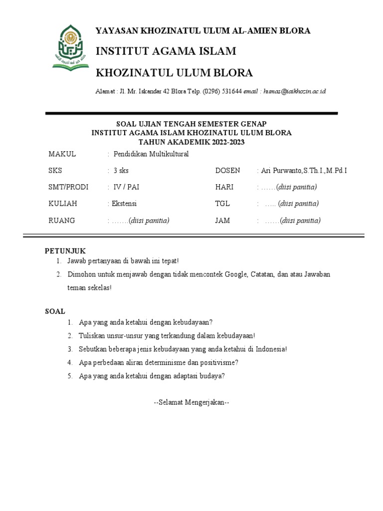 Uts Multikultural Pai 4 | PDF