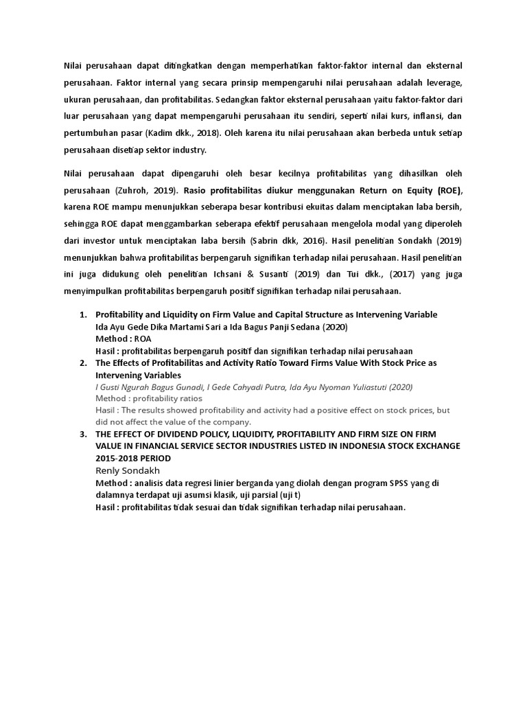 Profitabilitaa To Firm Value | PDF