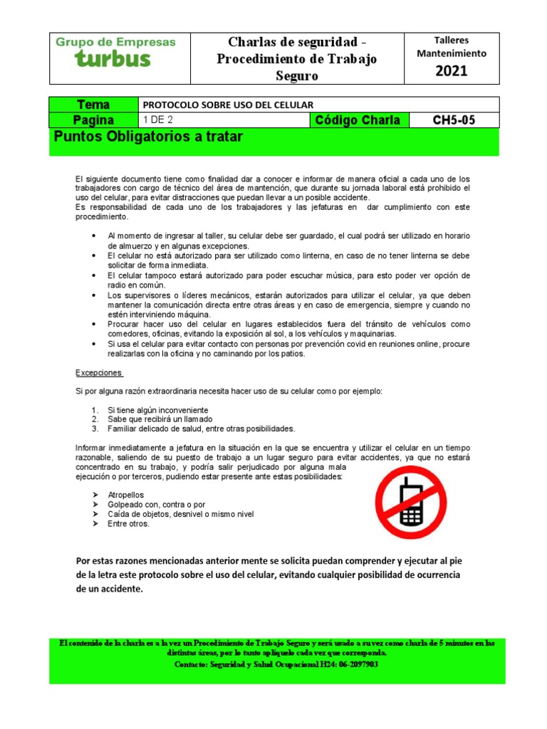 Protocolo de Uso de Celulares en el Trabajo | PDF | Tecnología