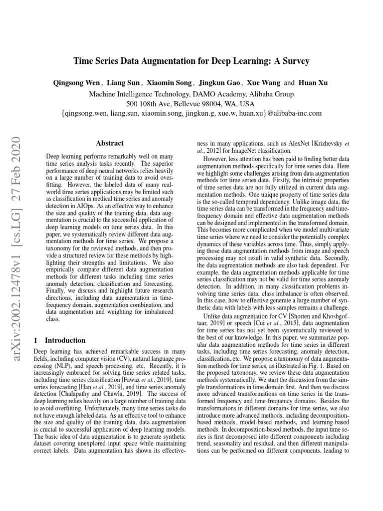 【DA】Time Series Data Augmentation for Deep Learning A Survey | PDF | Time Series | Deep Learning