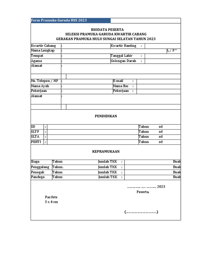 Form A, Biodata Peserta | PDF