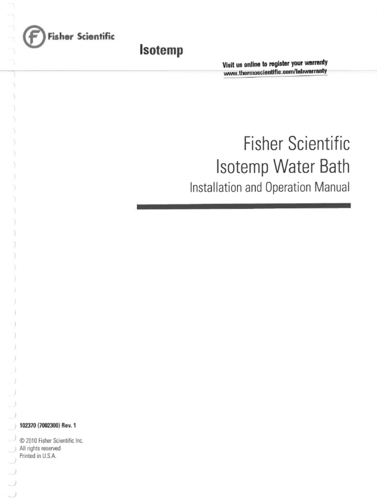 Fisher Scientific Isotemp Water Bath Model 2322 Manual | PDF