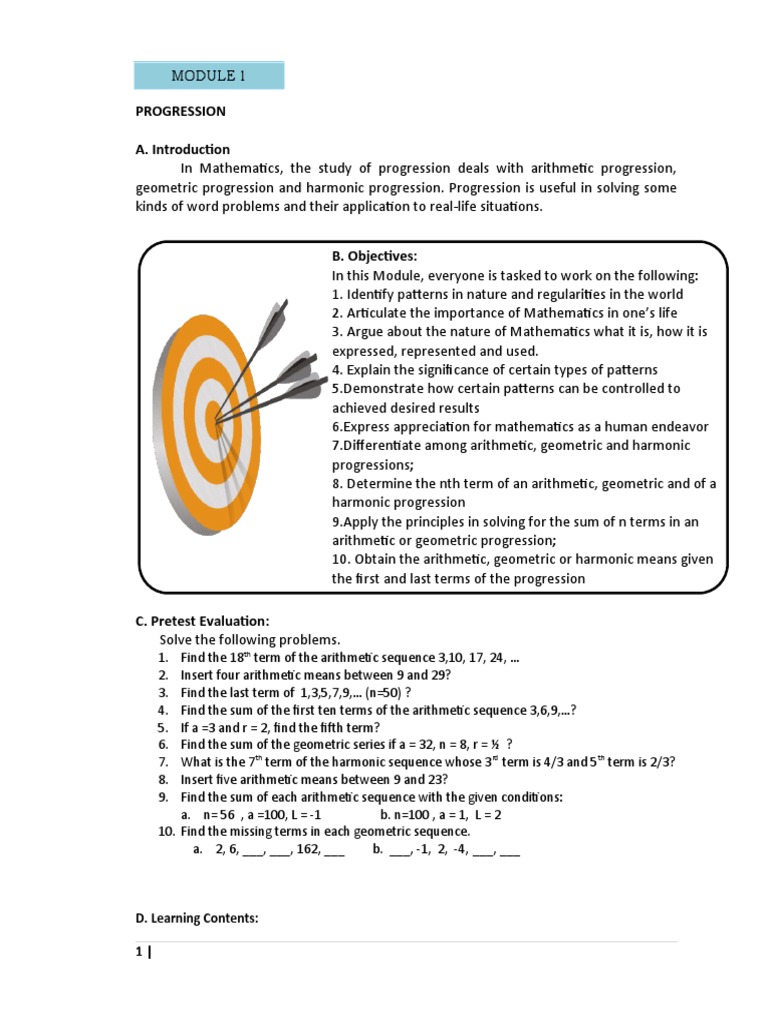 Module 1 - Progression | PDF | Mean | Sequence