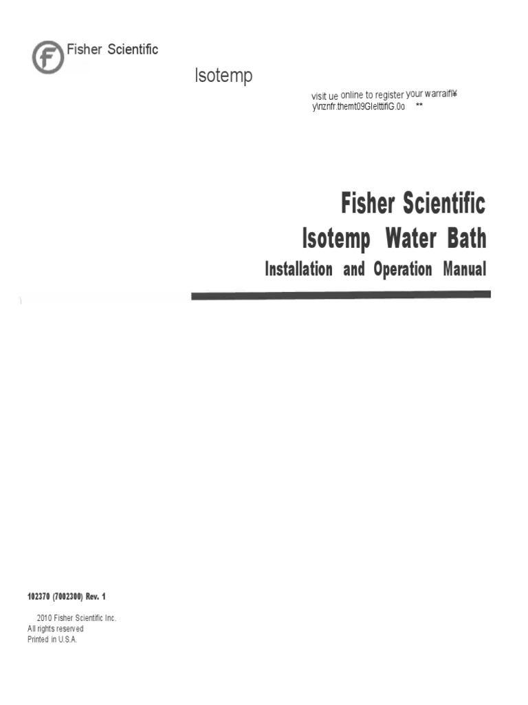 Fisher Scientific Isotemp Water Bath Model 2322 Manual | PDF | Water | Acid
