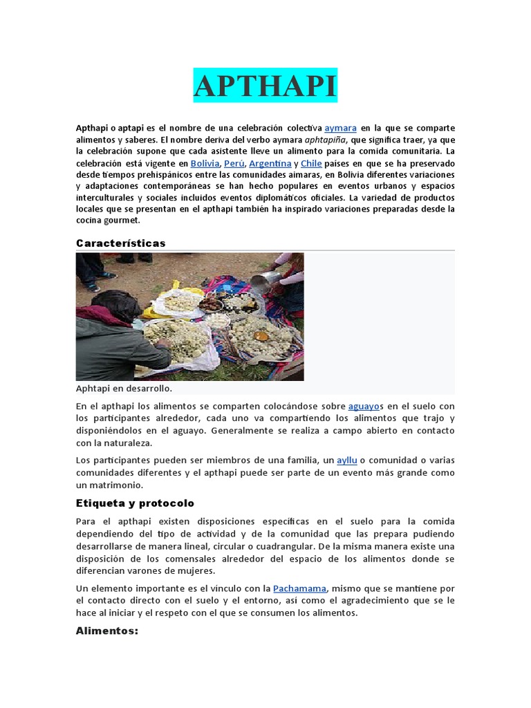 APTHAPI | PDF | Bolivia | Alimentos