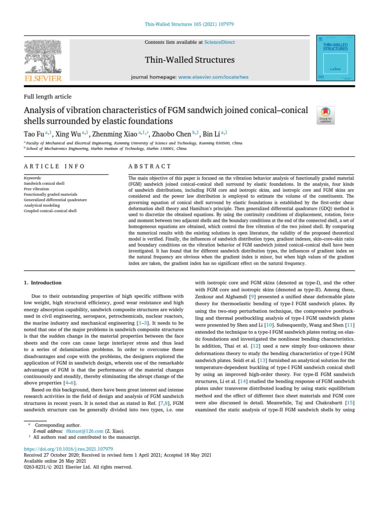 Analysis Of Vibration Characteristics Of Fgm Sandwich Joined Conical Conical Shells Surrounded