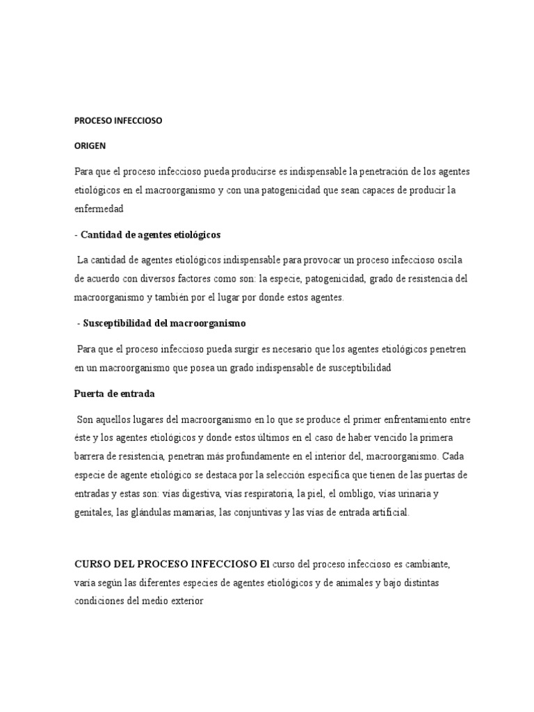 Proceso Infeccioso: Etapas y Tipos | PDF | Infección | Septicemia