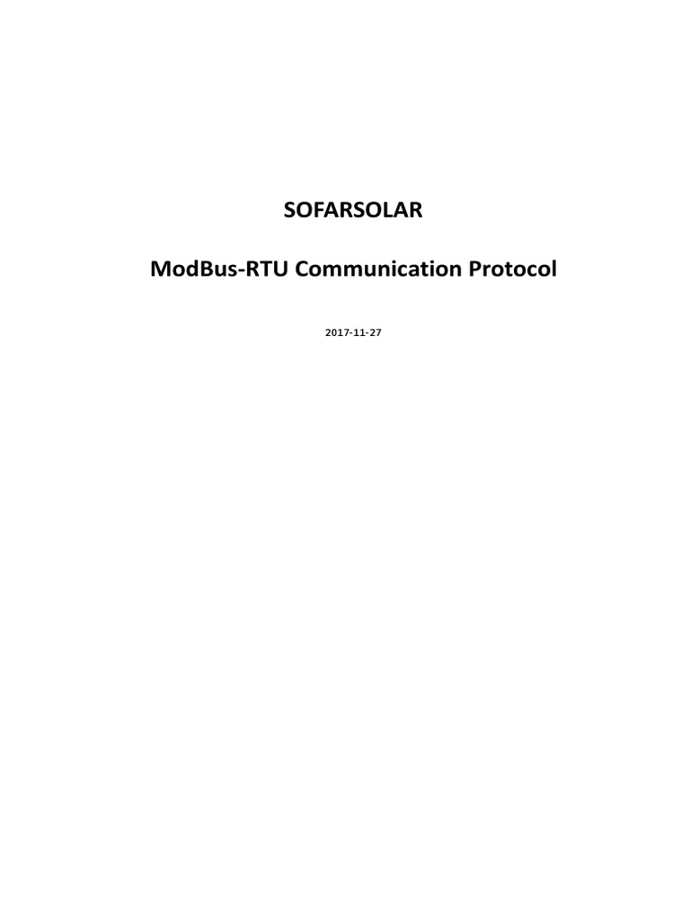 SOFARSOLAR ModBus-RTU Communication Protocol | PDF | Power Inverter | Electronics
