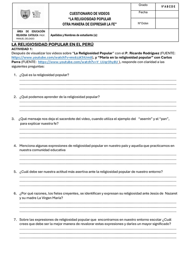 Religiosidad Popular en el Perú | PDF | Misa (liturgia) | Perú