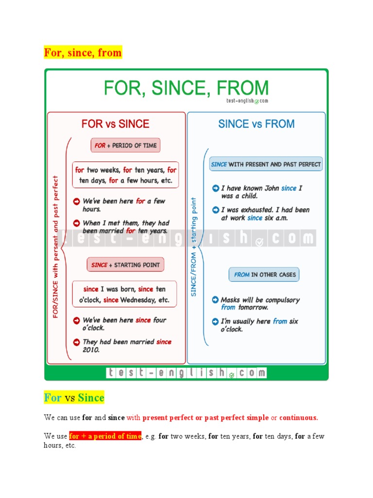 For Since From Pdf