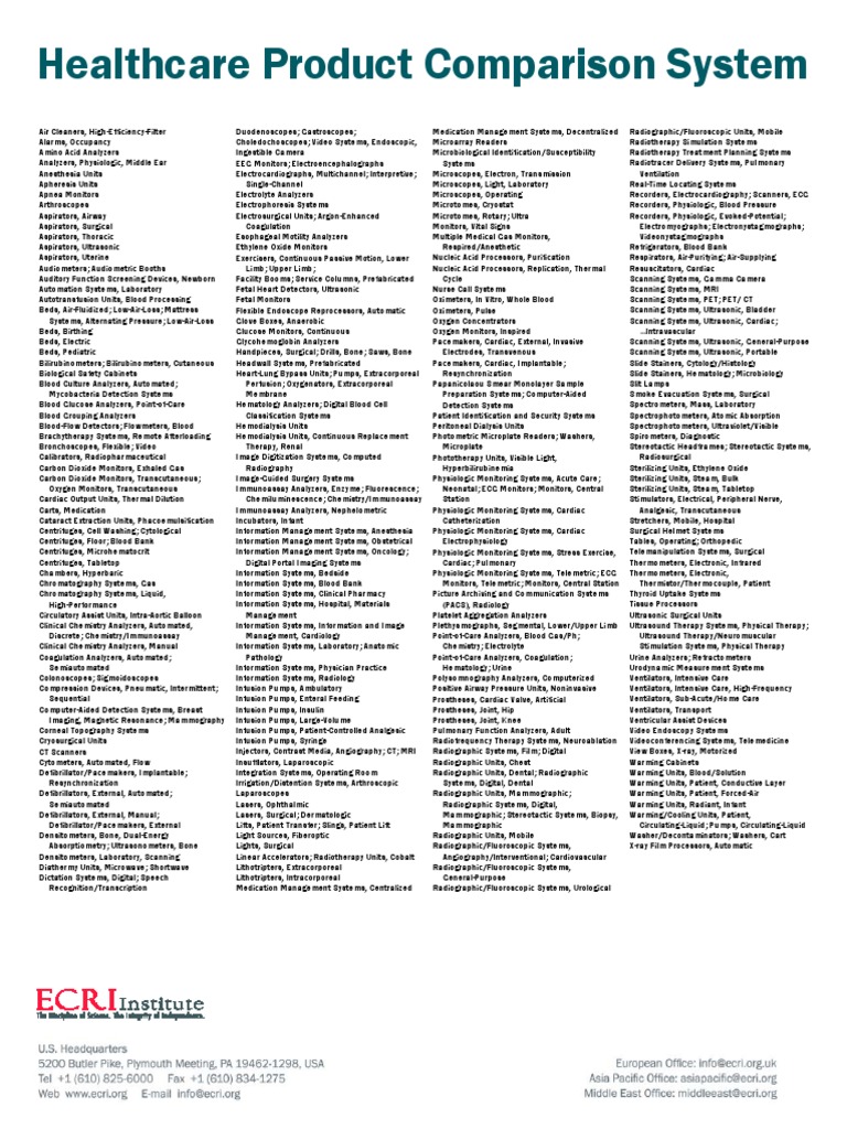Comprehensive Healthcare Product List | PDF | Radiography | Mammography
