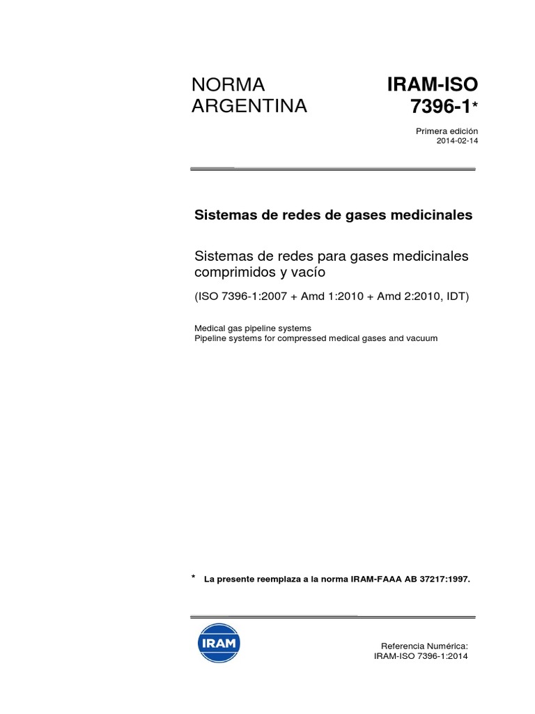 Iram Iso 7396-1 - Gases Medicinales | PDF | Organización internacional ...
