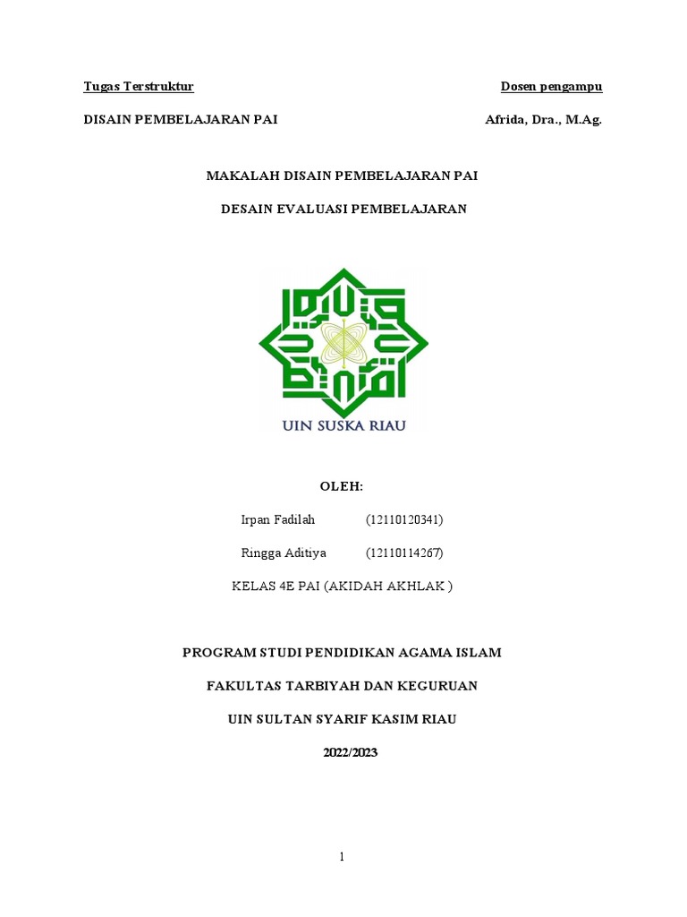Kelompok 12 (Disain Pembelajaran PAI) | PDF