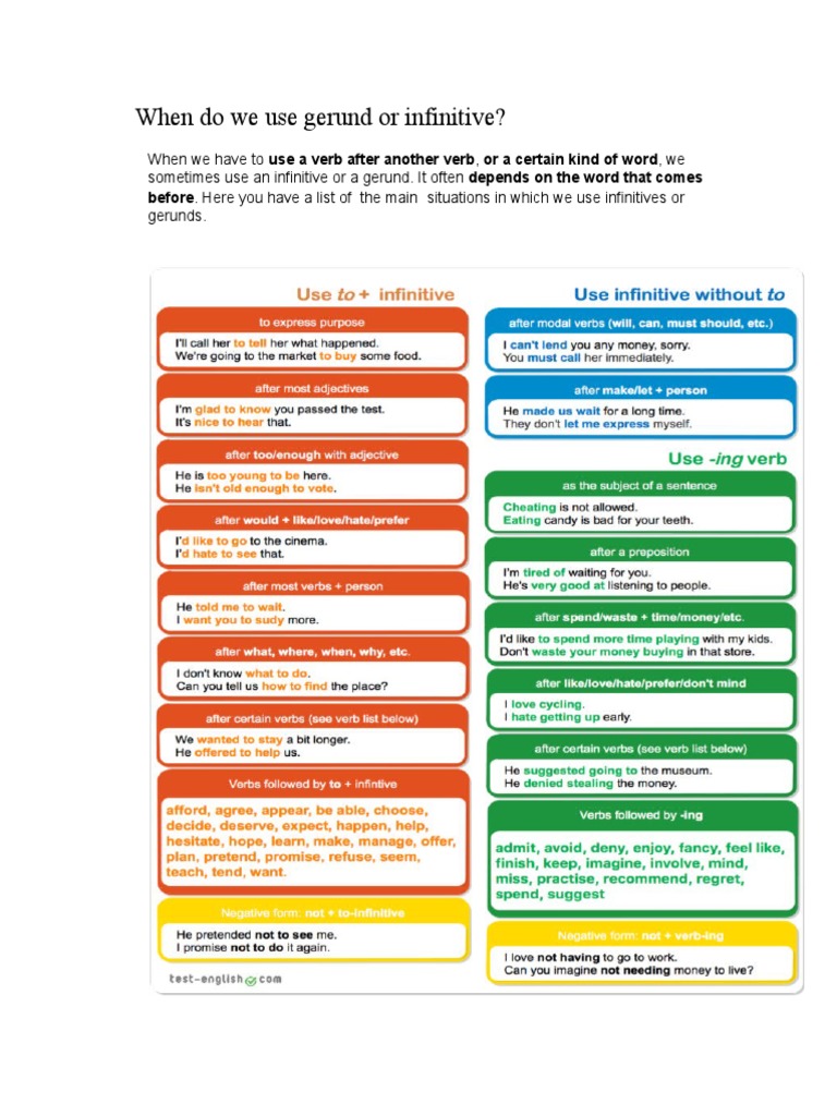 Infinitive &gerund | PDF | Verb | Language Mechanics