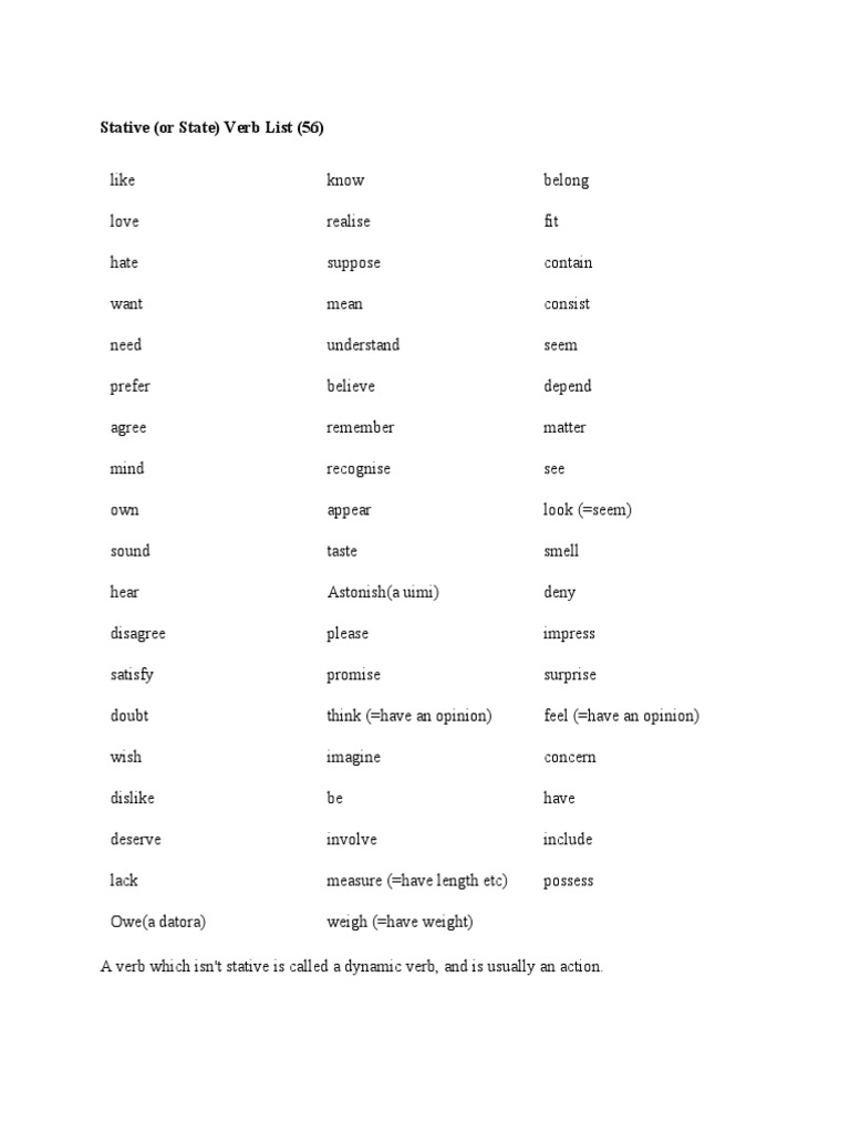 State Verbs | Download Free PDF | Verb | Taste