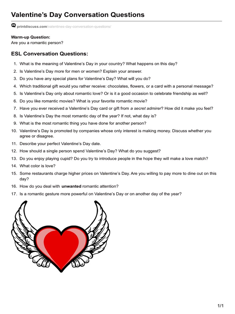 Valentine's Day Discussion Questions | PDF