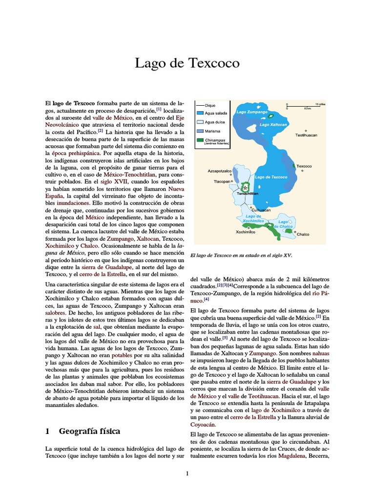 Historia y características del lago Texcoco | PDF | Ciencias de la ...