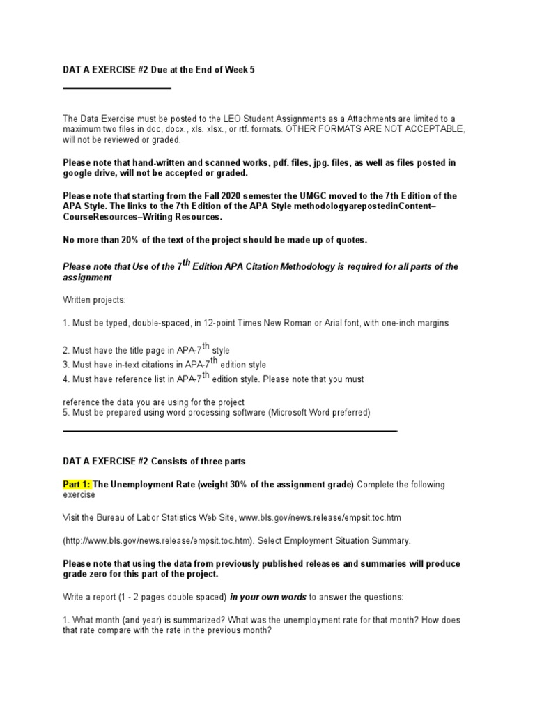 Data Exercise Instructions | PDF