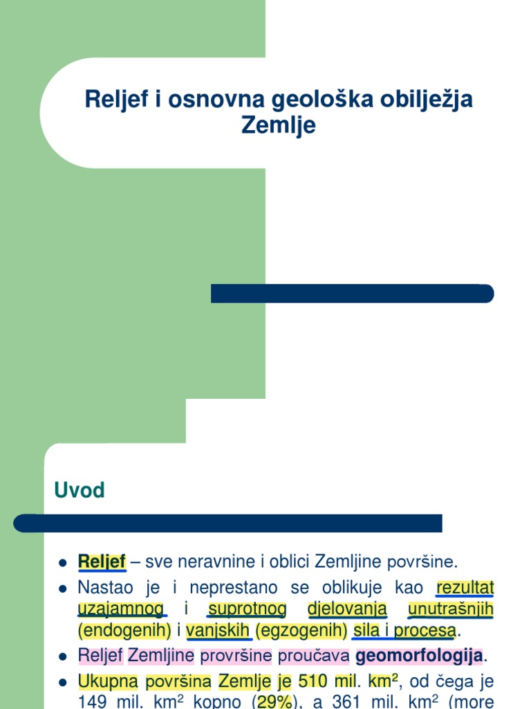 05 Reljef I Geoloska Obiljezja Zemlje | PDF