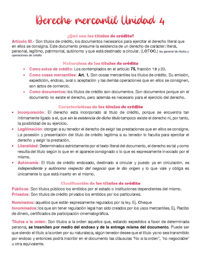 Derecho Mercantil Unidad 4 | PDF