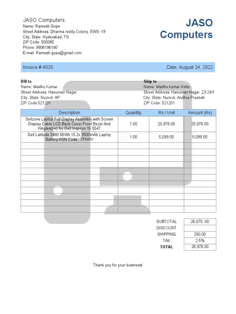 DELL Parts Invoice | PDF
