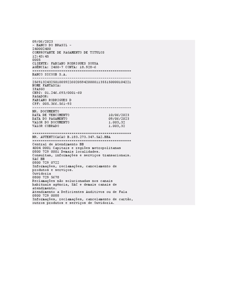 Comprovante Ipasgo | PDF