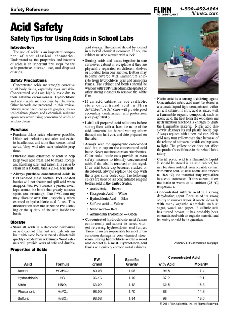 Acid Safety: Safety Tips For Using Acids in School Labs | PDF | Nitric ...