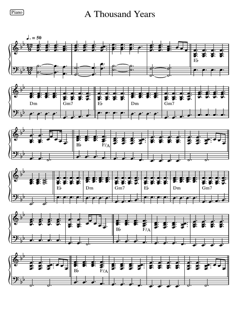 A THOUSAND YEARS Piano | PDF