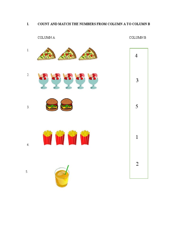 Count and Match The Numbers From Column A To Column B | PDF