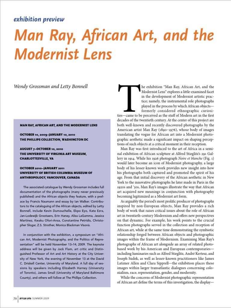 Man Ray, African Art, and the Modernist Lens Wendy Grossman and Letty ...