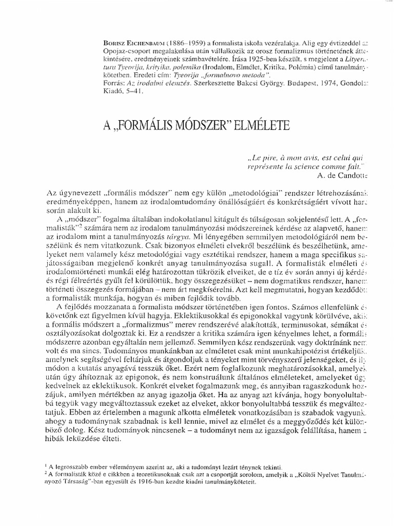 Eichenbaum: A Formalis Módszer Elmélete | PDF