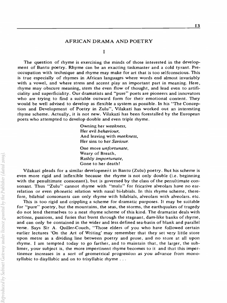 African Drama and Poetry | PDF | Poetry | Metre (Poetry)