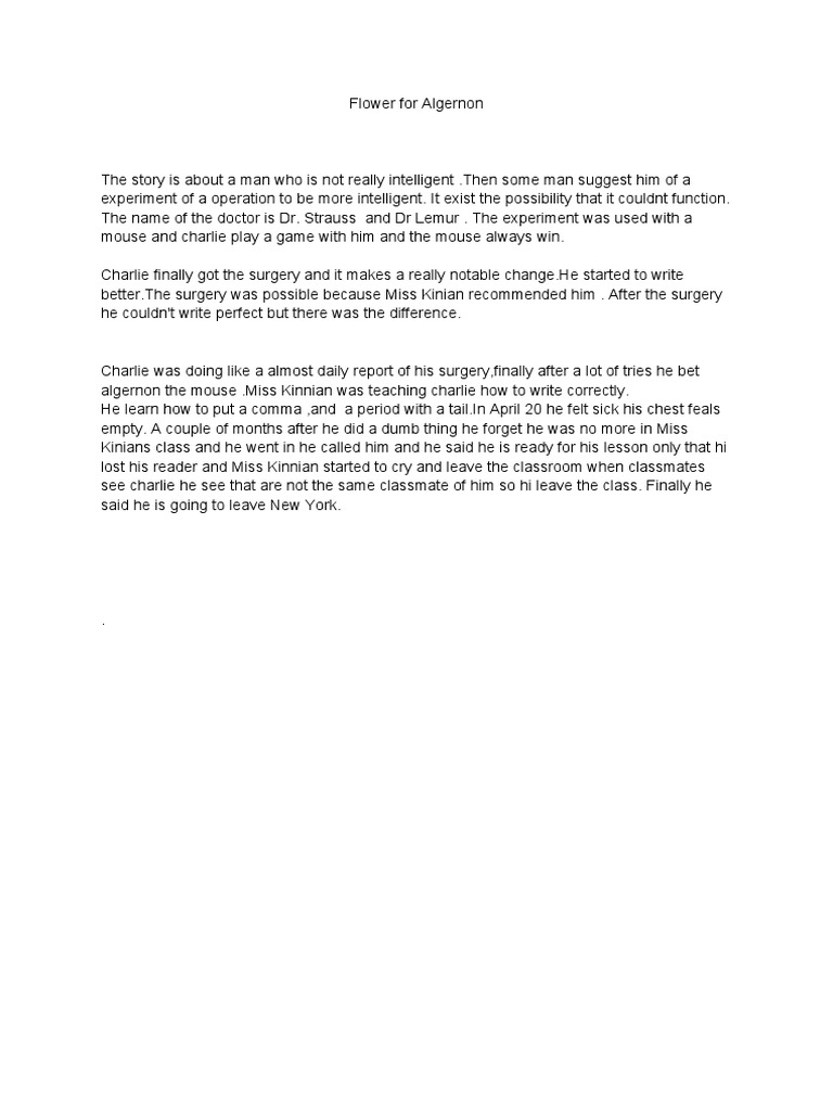 Flower For Algernon | PDF