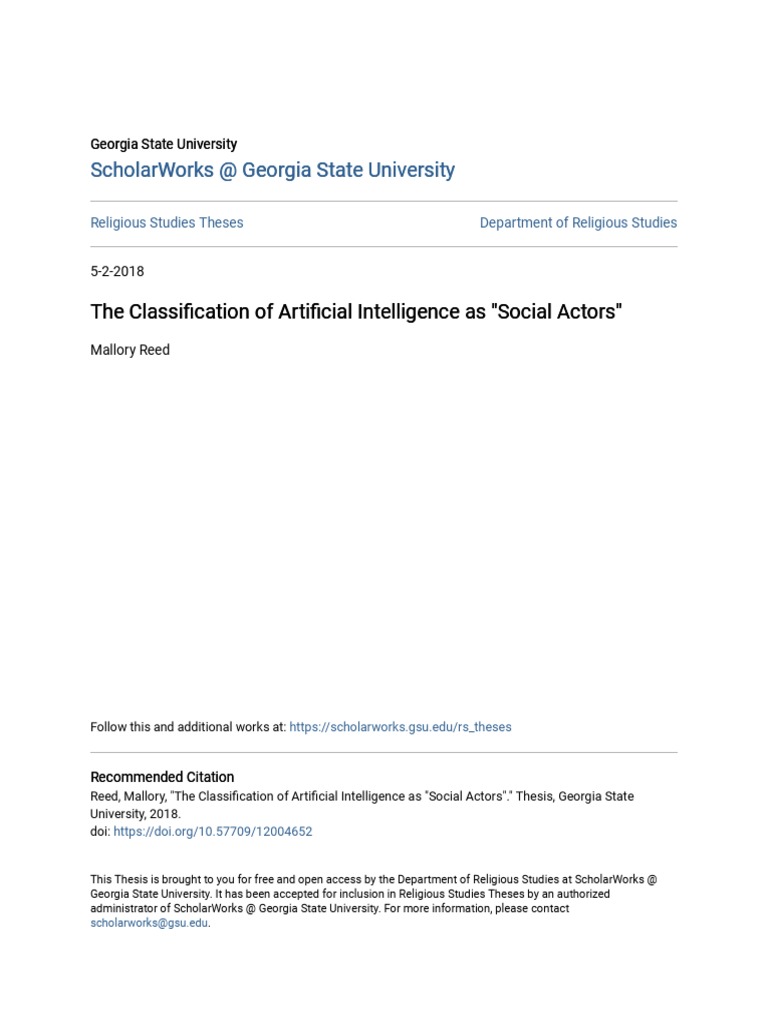 The Classification of Artificial Intelligence As Social Actors | PDF ...