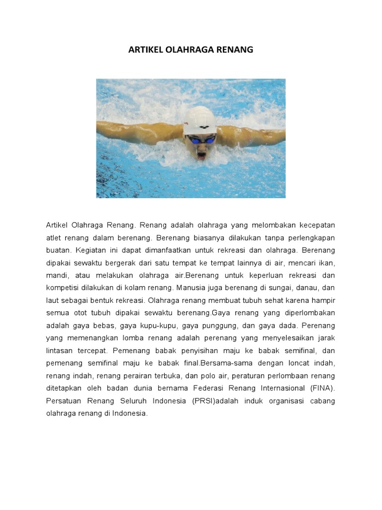 Artikel Olahraga Renang | PDF